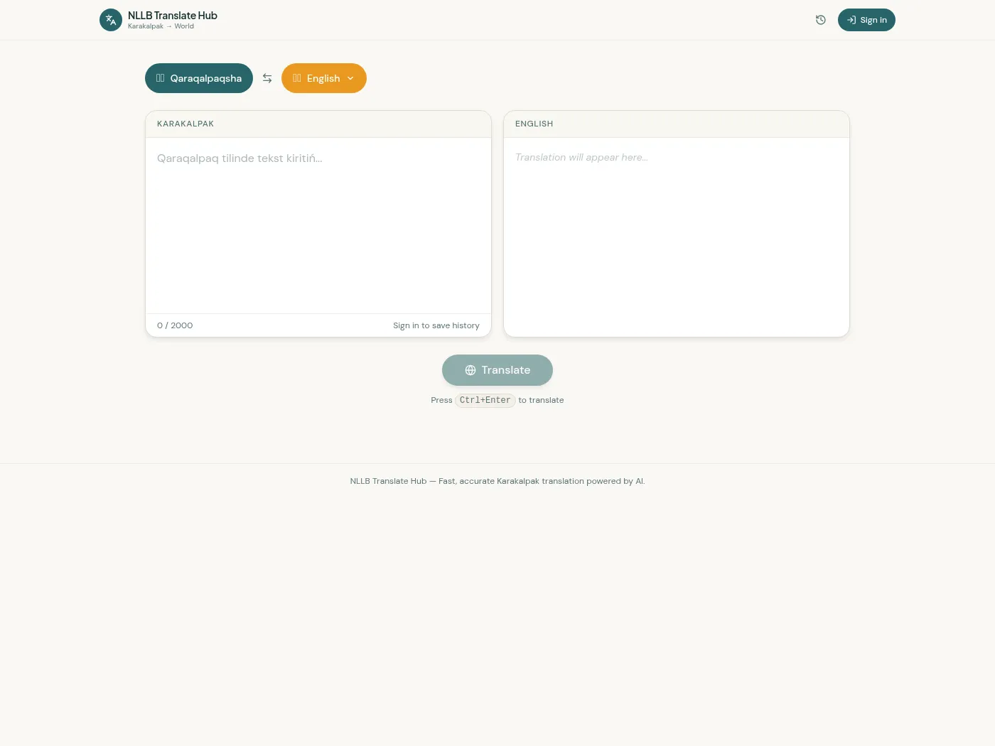 NLLB Translate Hub