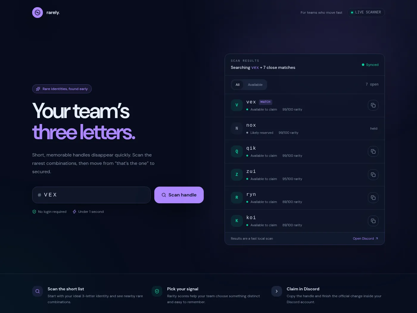 Rare Discord Handle Finder
