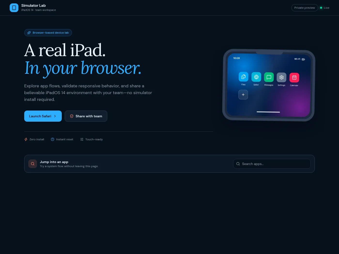 iPadOS 14 Web Simulator
