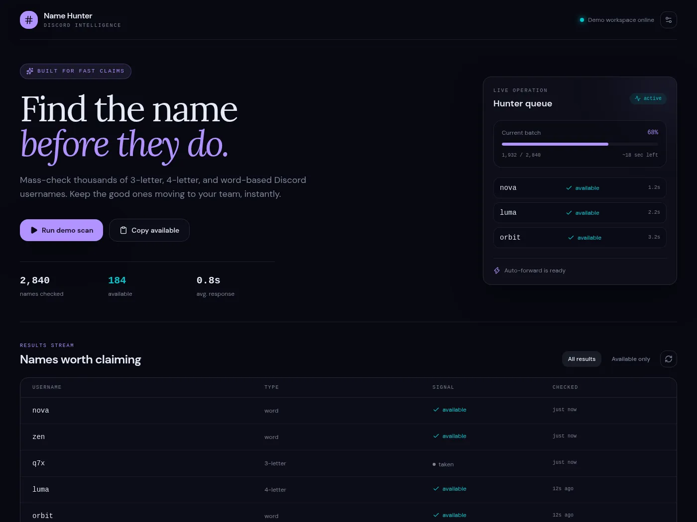 Discord Name Hunter