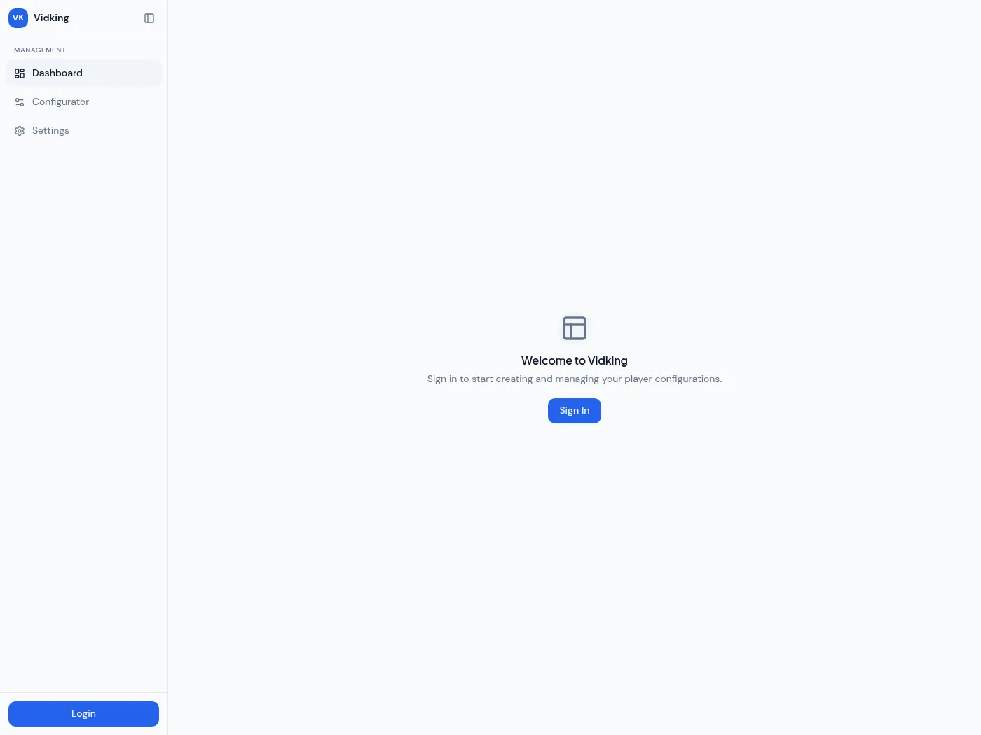Vidking Player Configurator