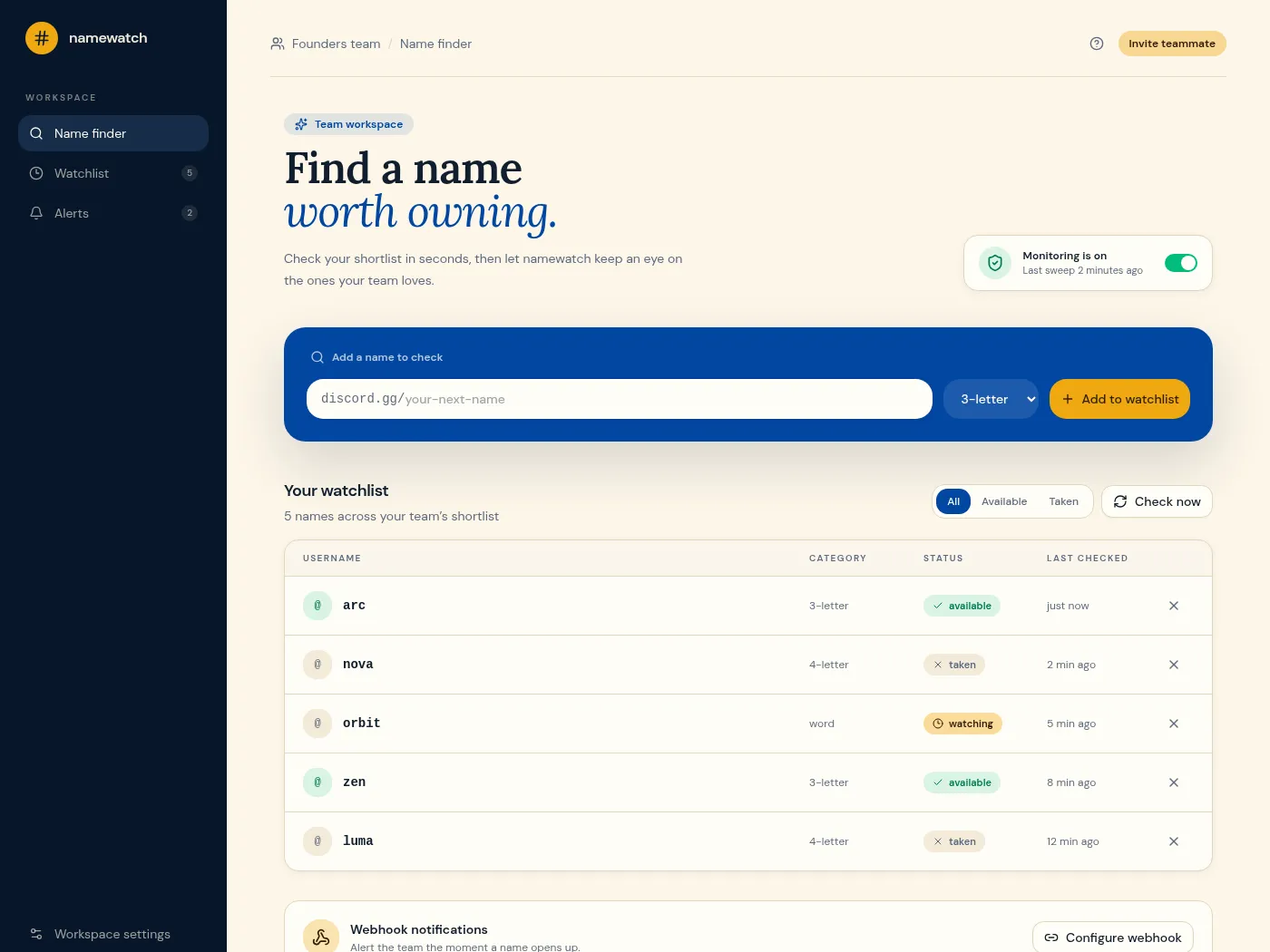 Discord Name Finder
