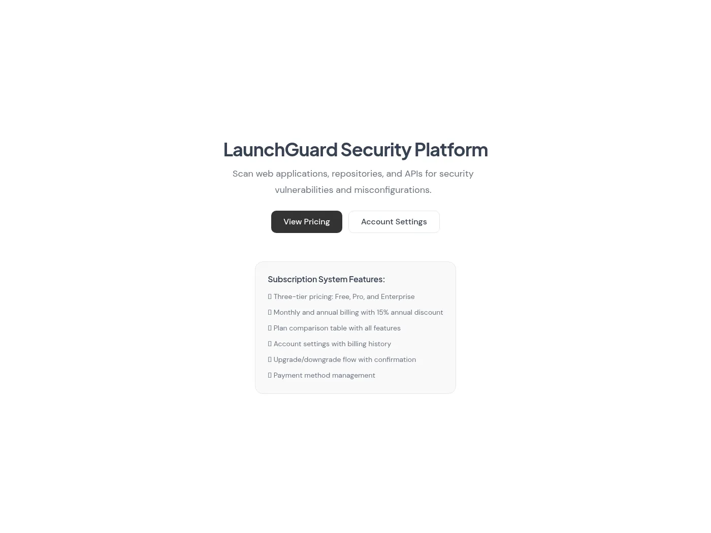 LaunchGuard Security Platform