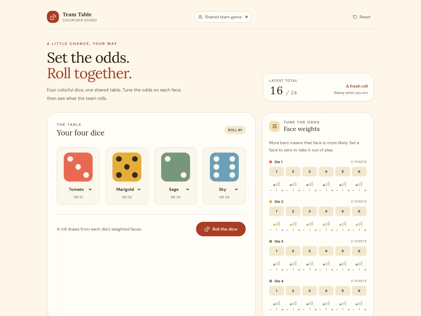 Rigged Color Dice Sim