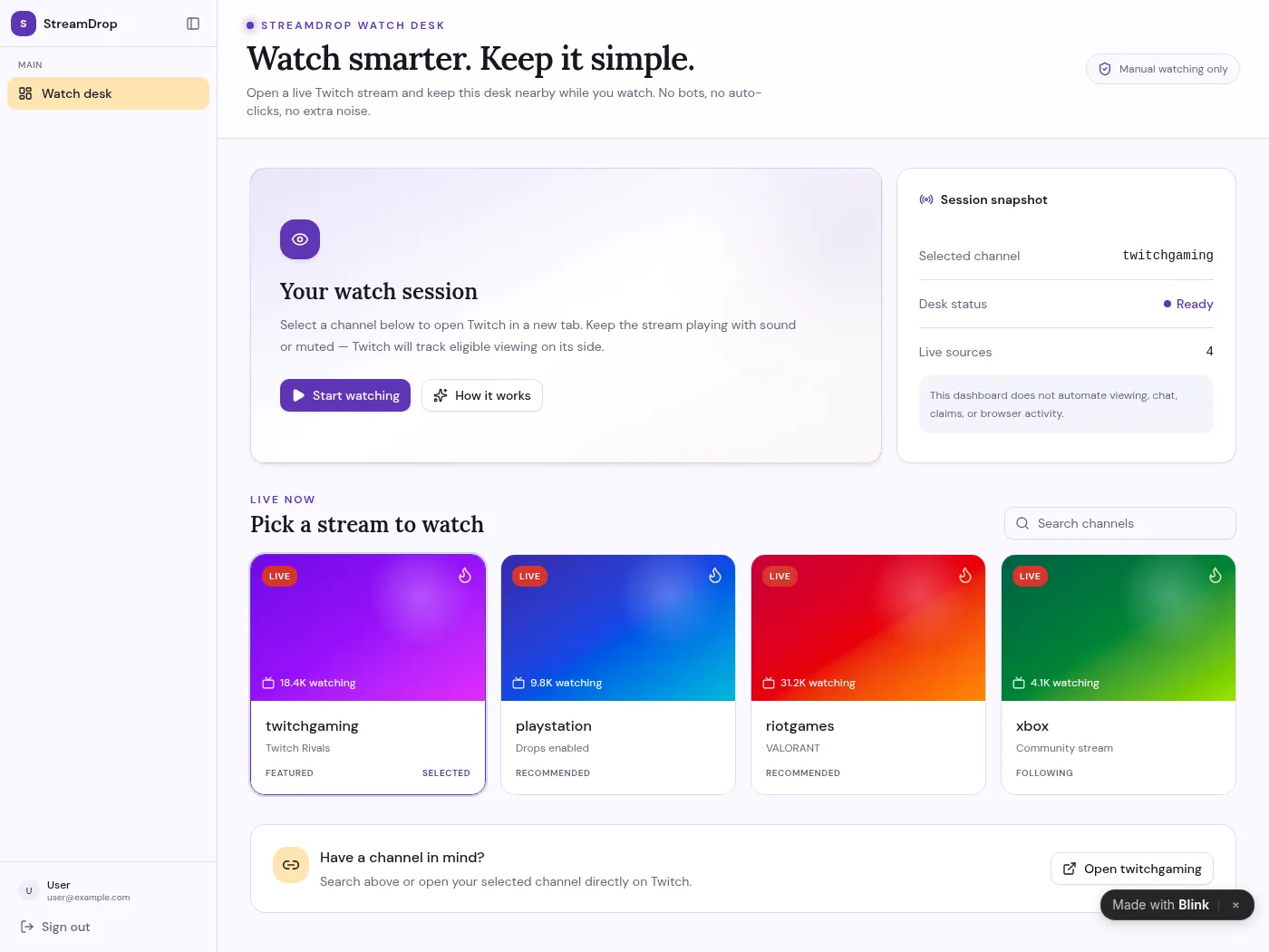 StreamDrop Watcher
