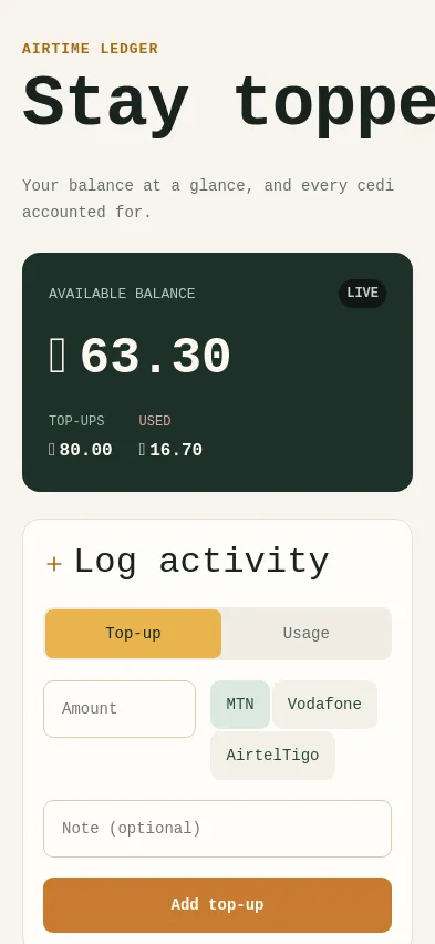 Airtime Tracker Mobile