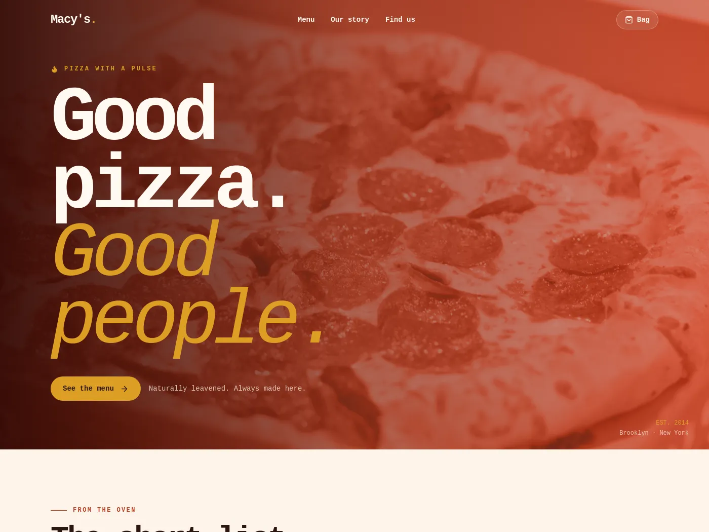 Macy's Pizza Place Website