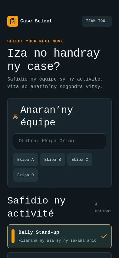 Team Case Selector