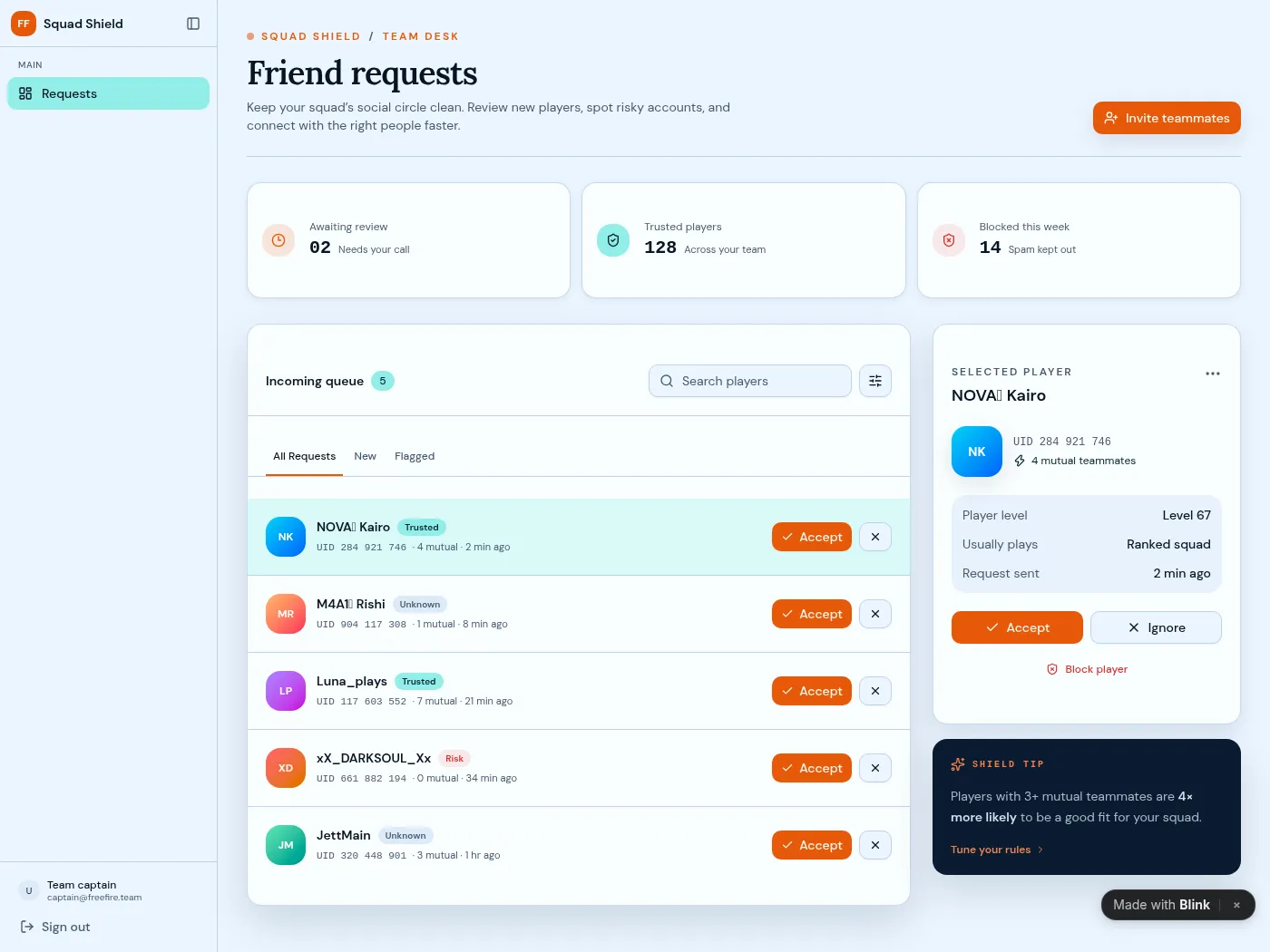 Free Fire Friend Manager