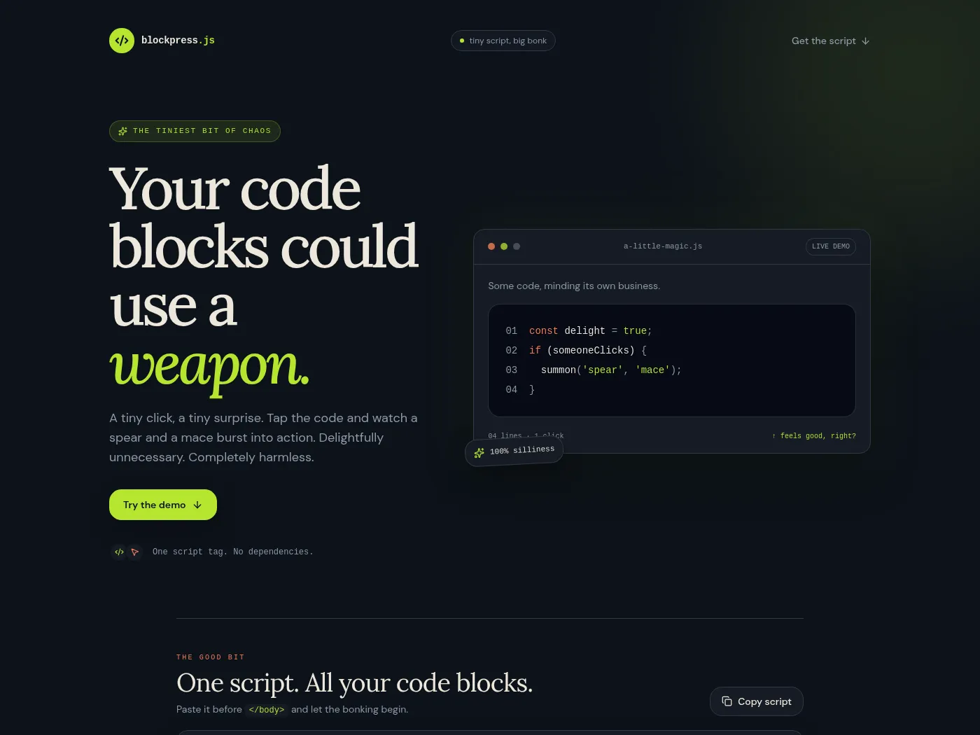 BlockPress Reaction Script