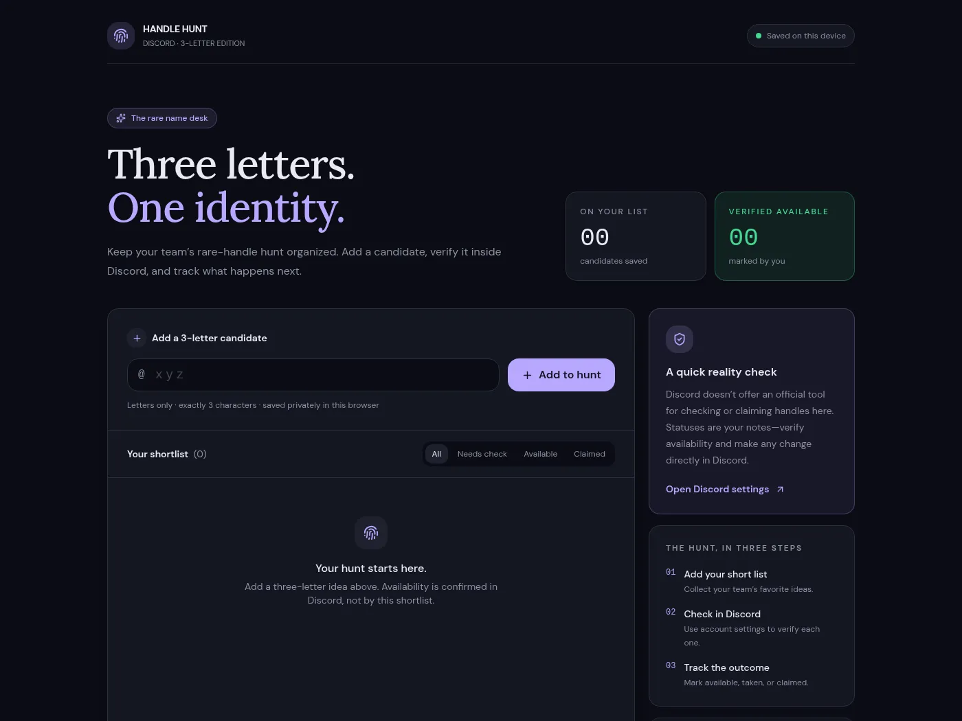 Rare Discord Handle Finder