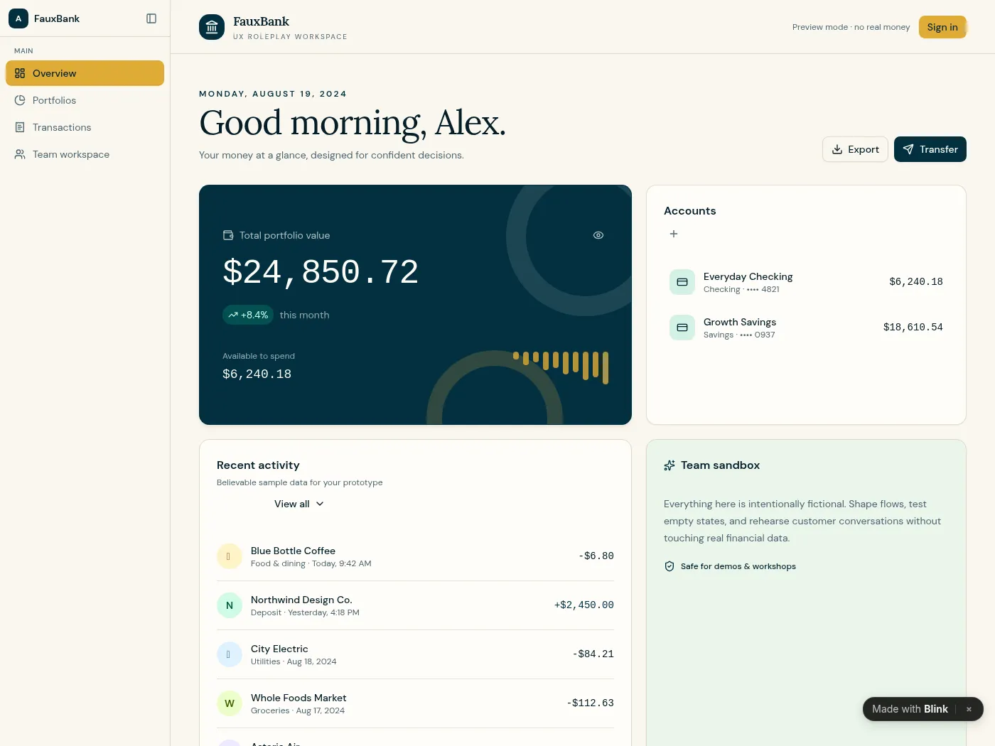 FauxBank UX Platform