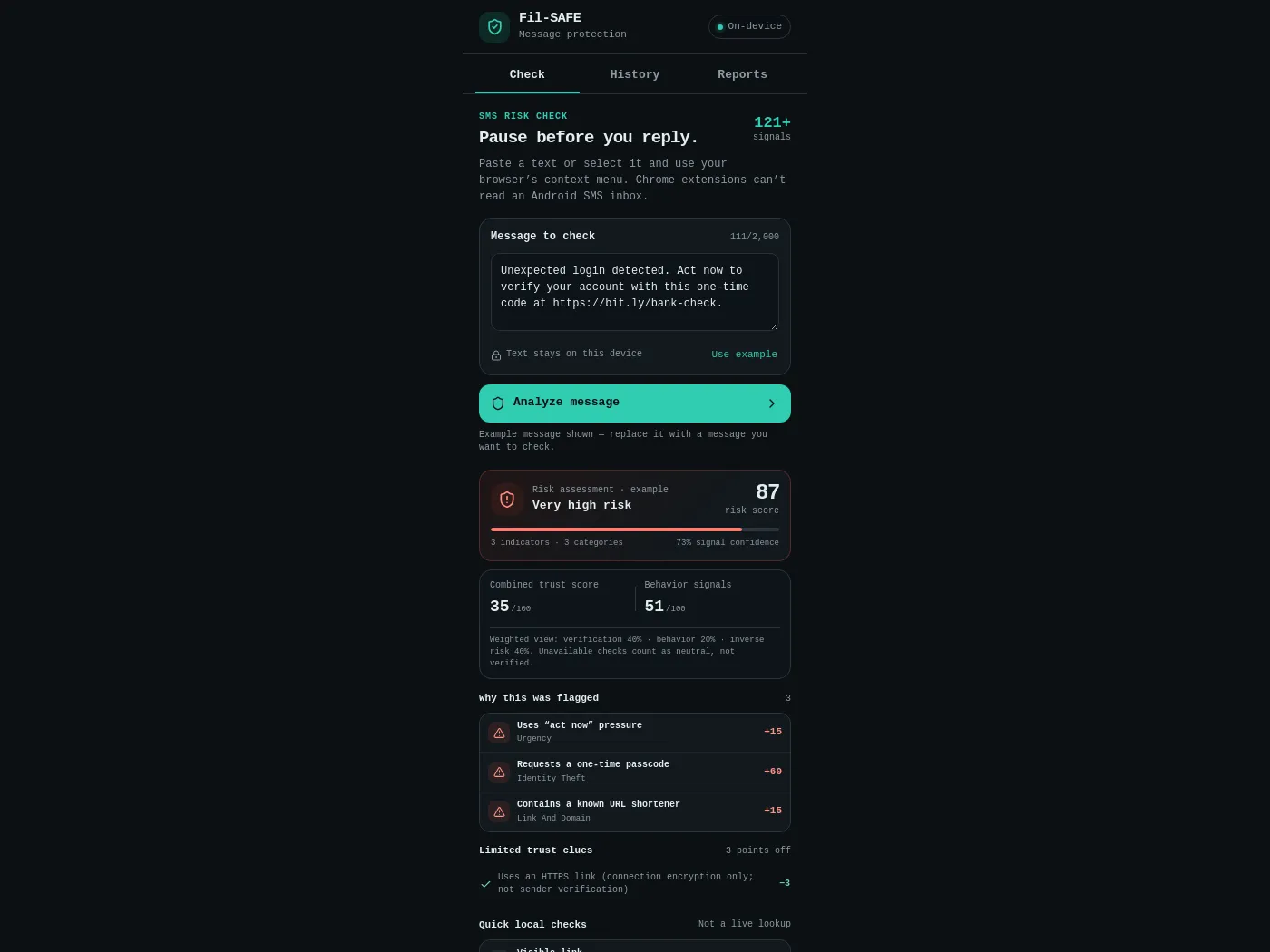 Fil-SAFE Scam Detector