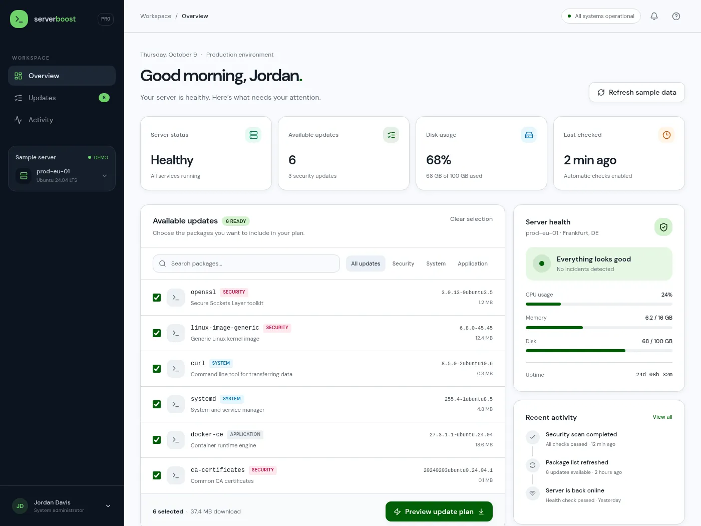 ServerBoost Dashboard