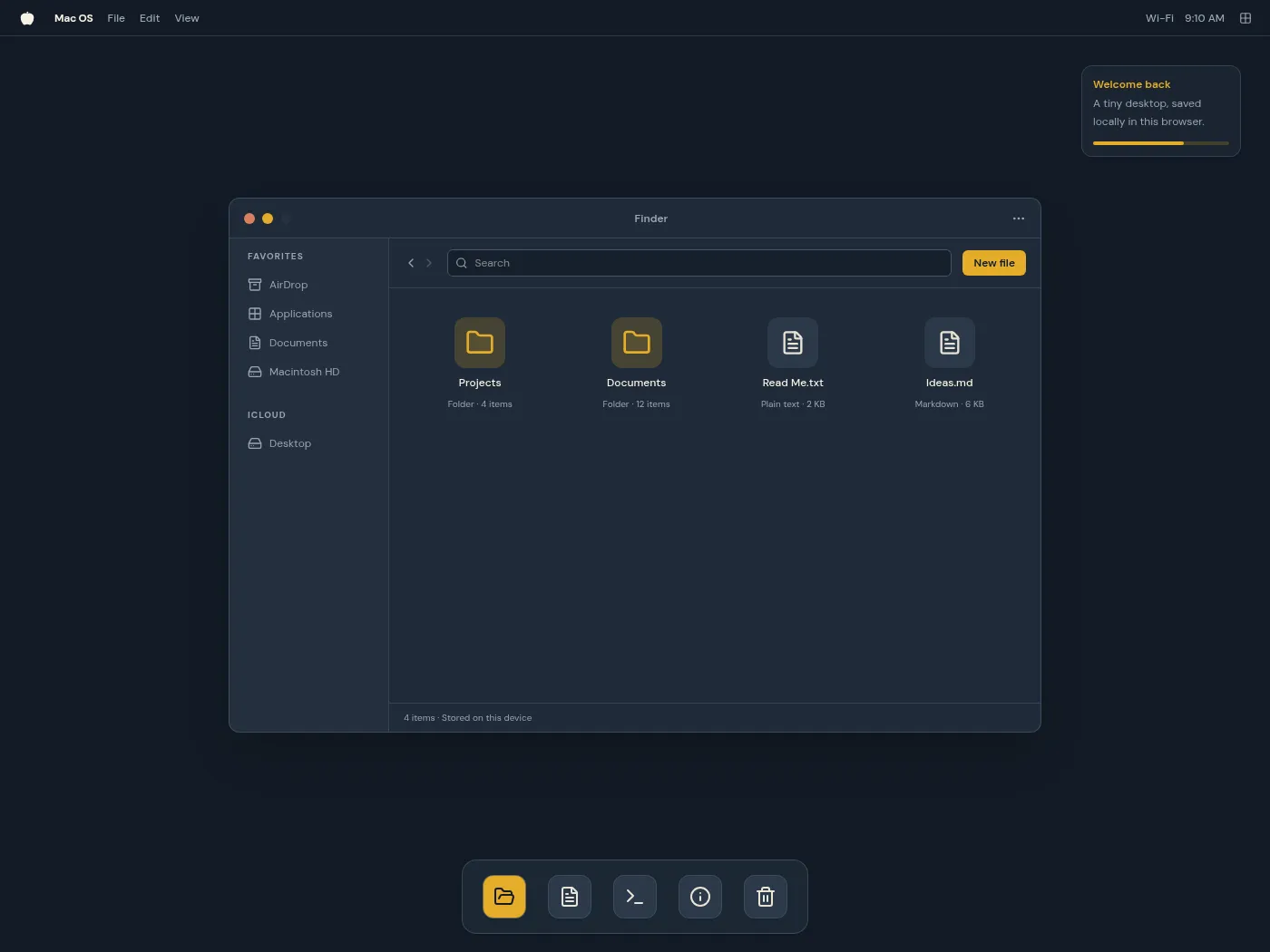 Mac OS Web Simulator