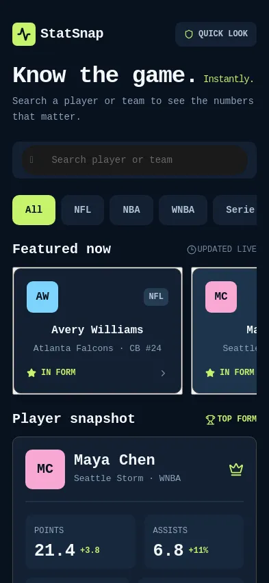 StatSnap Sports App