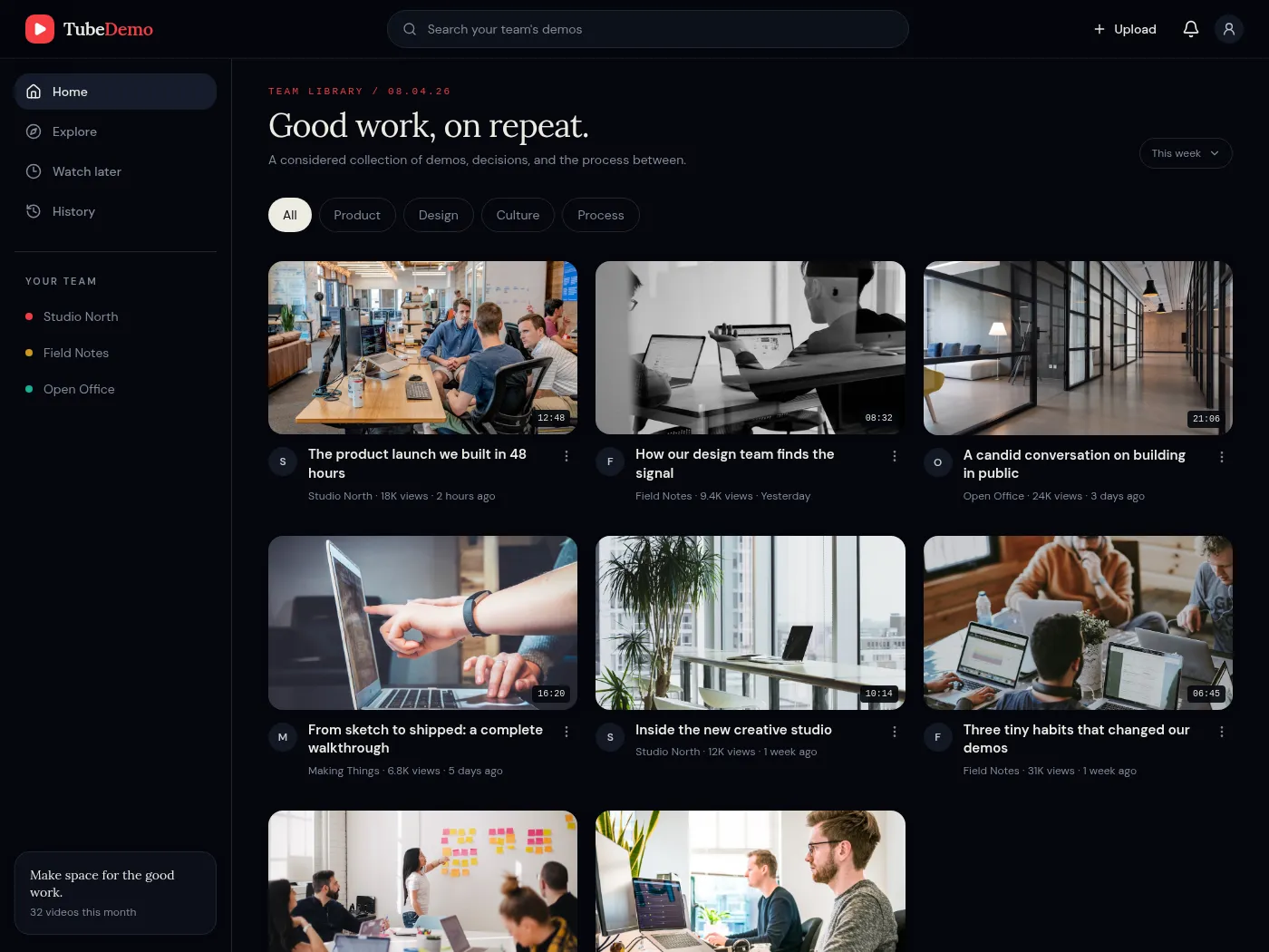 TubeDemo Video Platform