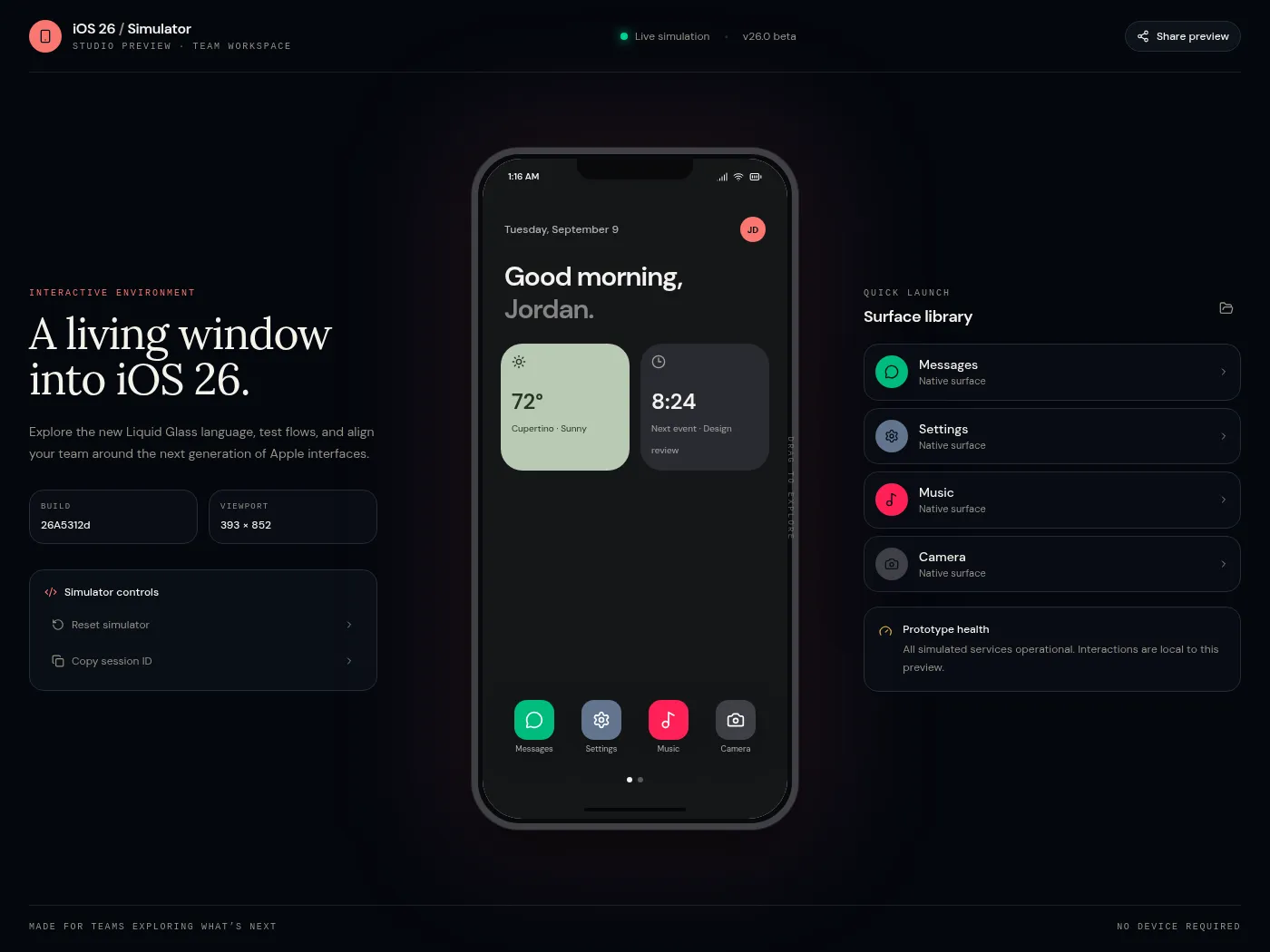 iOS 26 Web Simulator