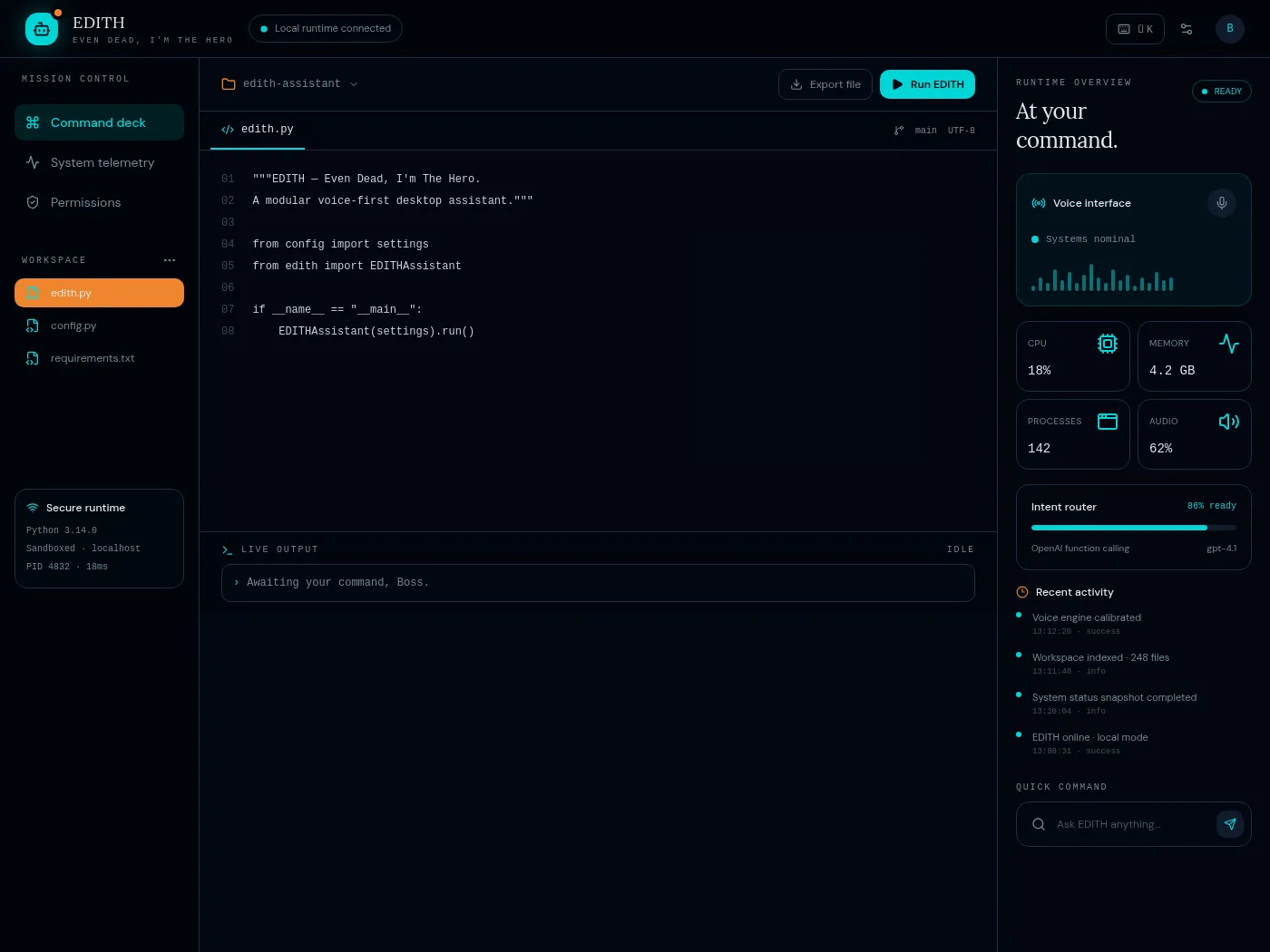 EDITH AI Desktop Assistant