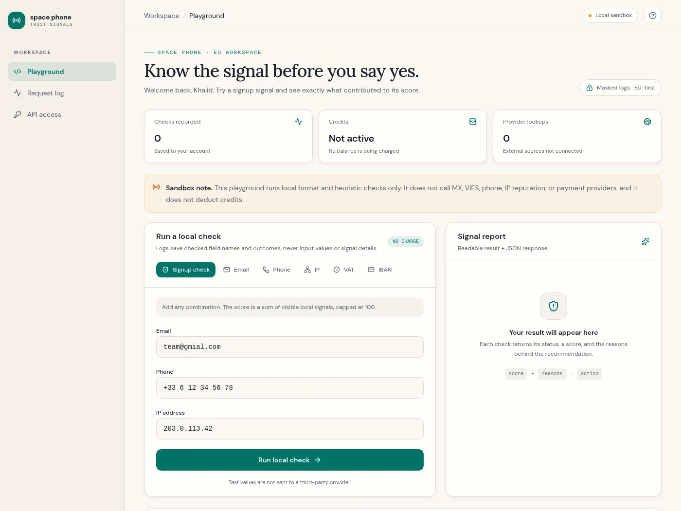 Space Phone Trust API