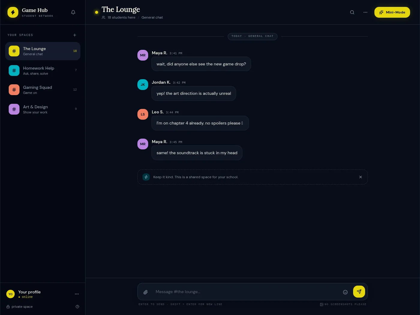 Game Hub Chat