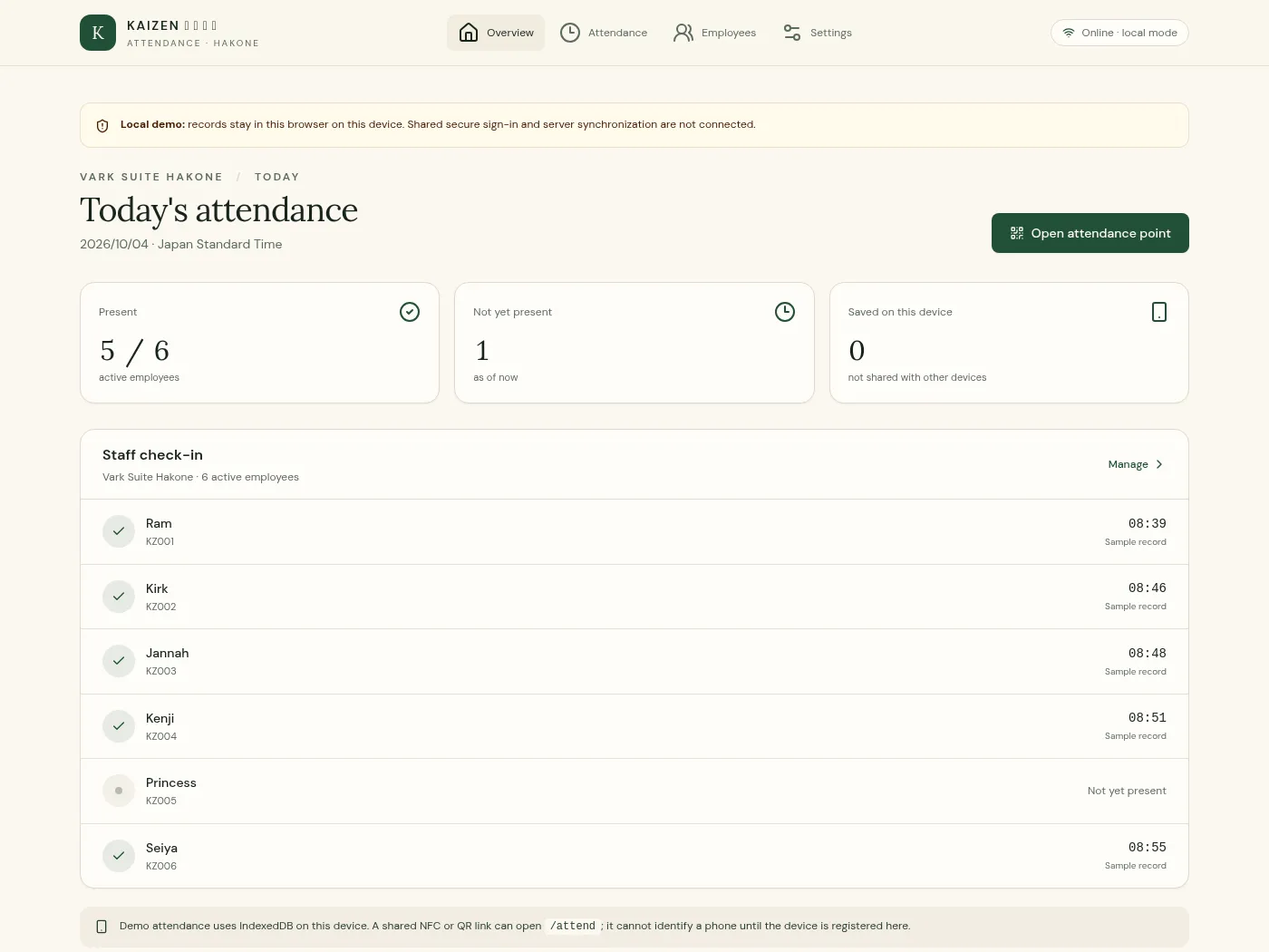Kaizen Attendance PWA