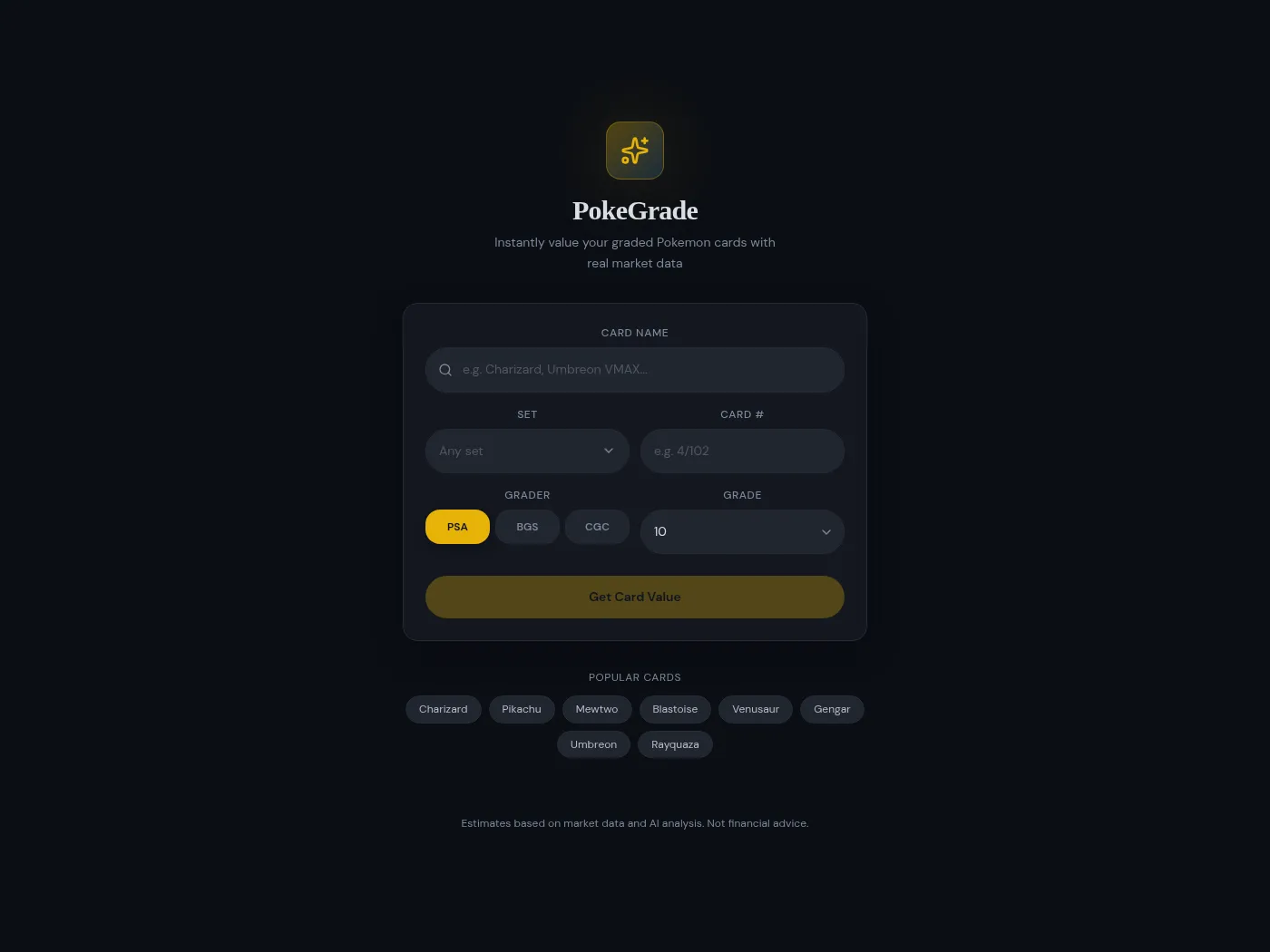 PokeGrade Value Tool