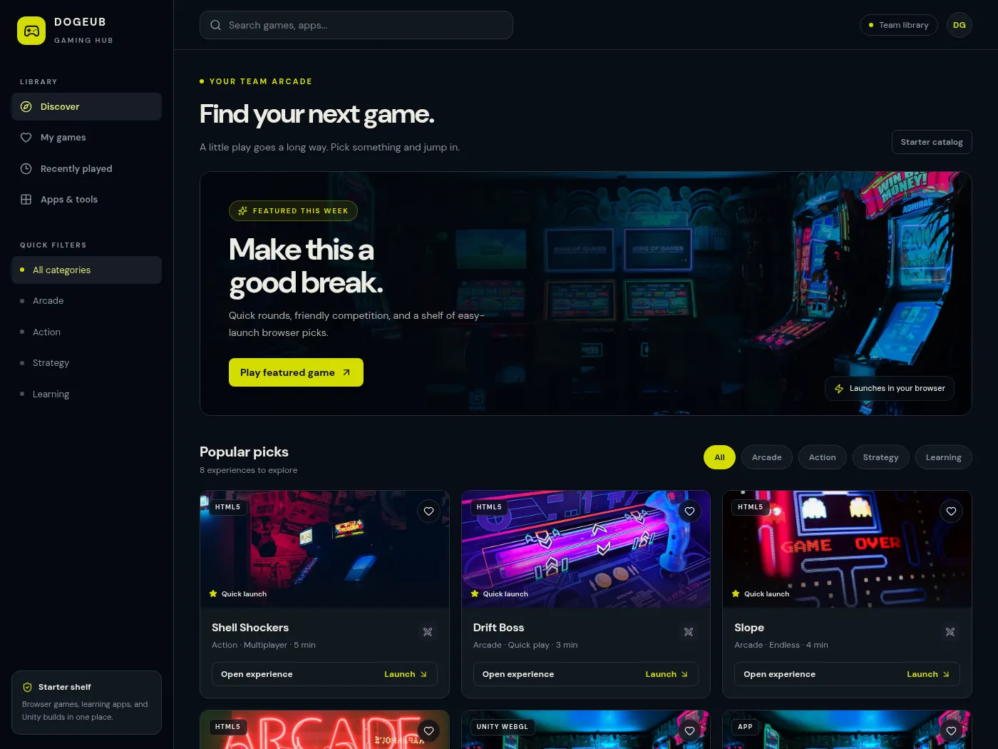 Dogeub Gaming Hub