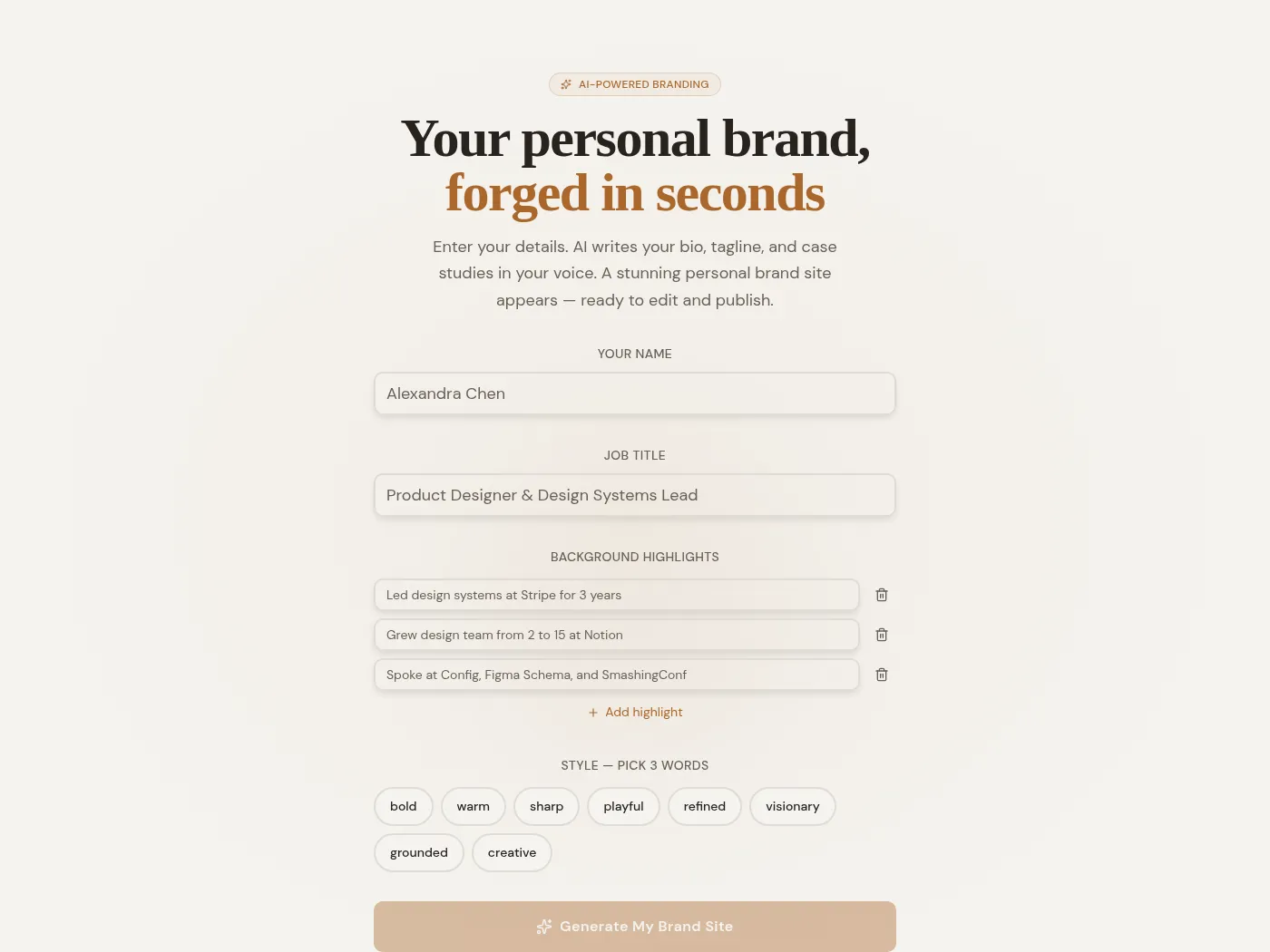 PersonaForge Site Builder