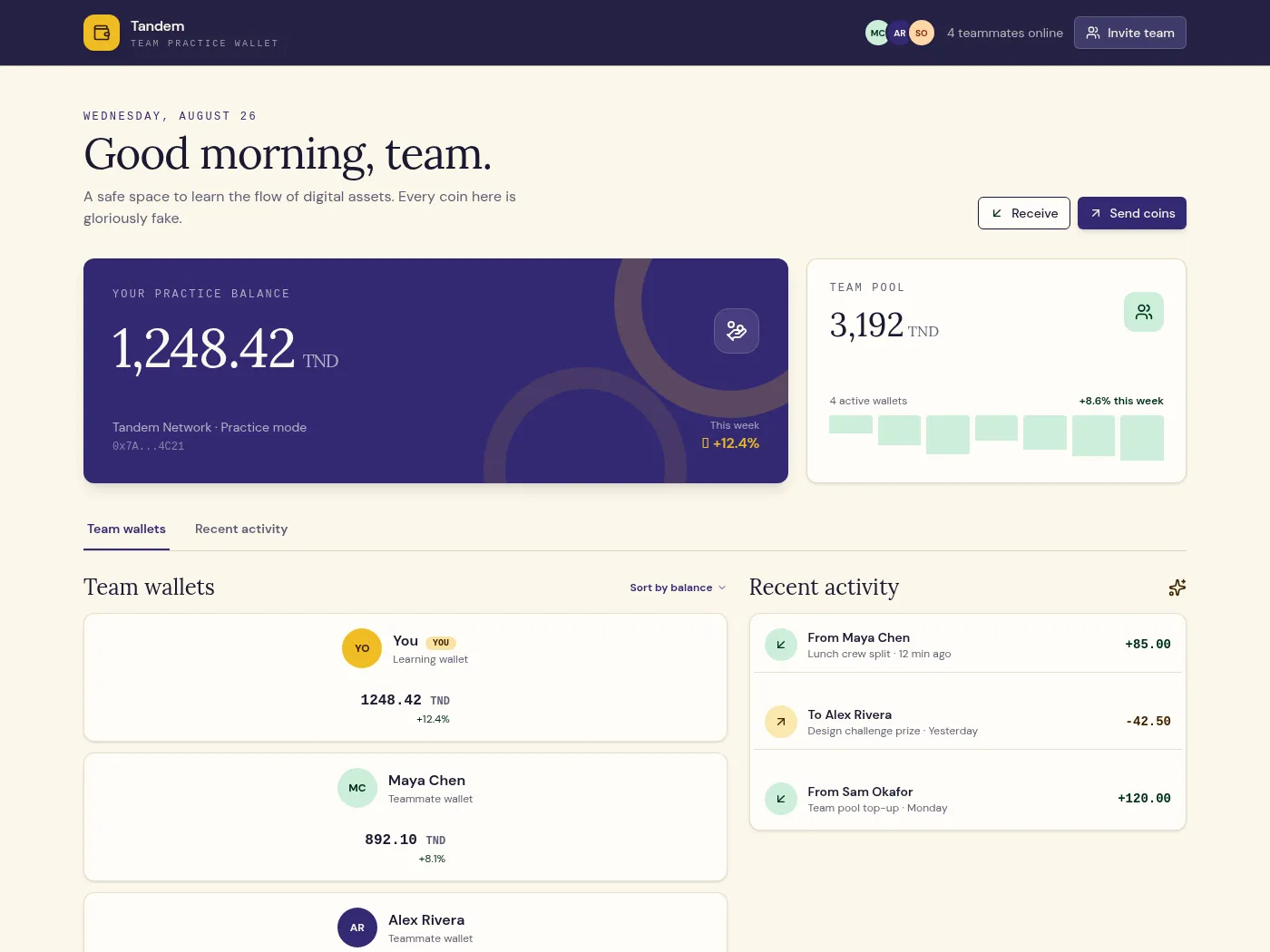 Team Crypto Wallet Sim