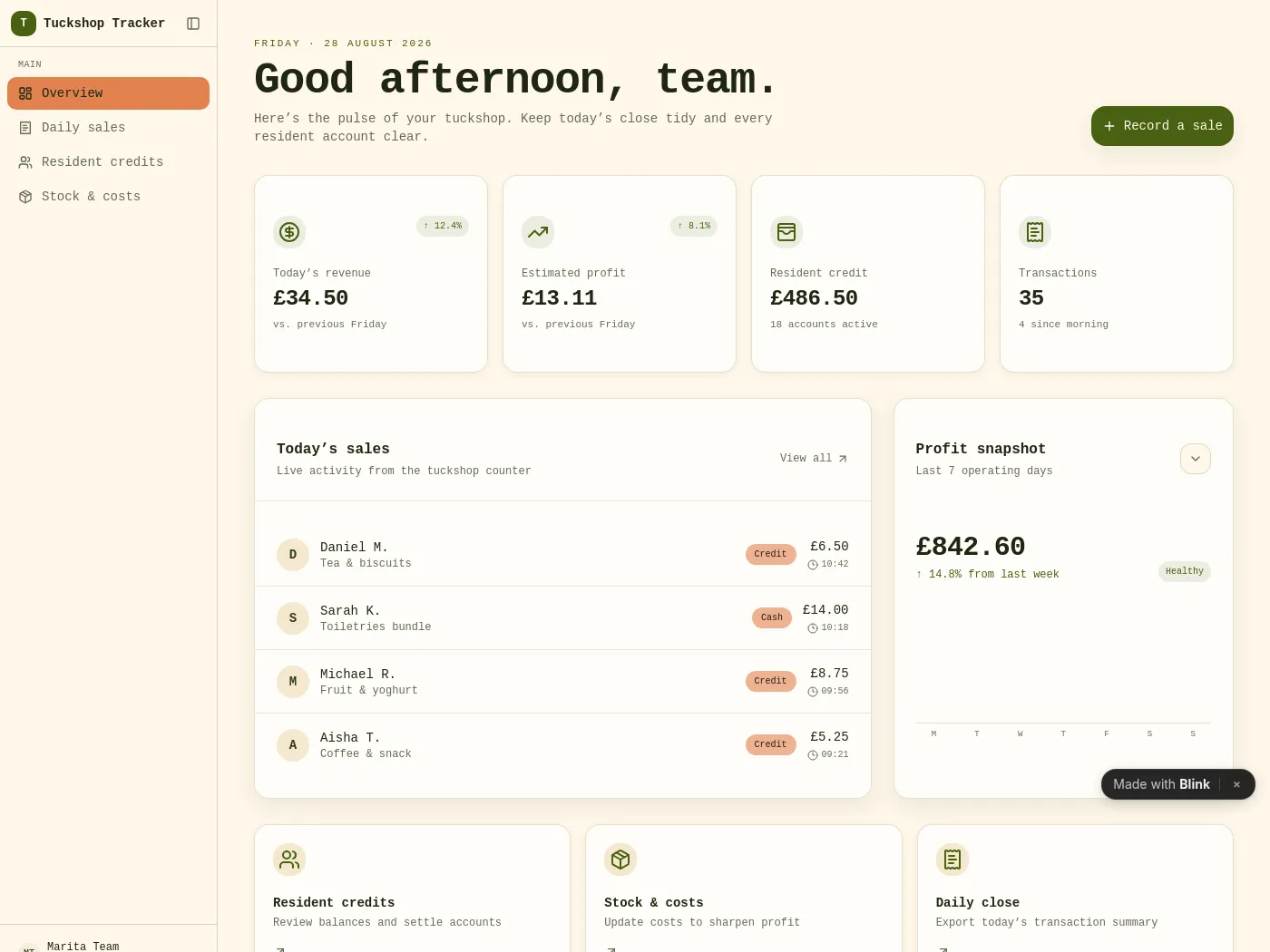 Tuckshop Tracker