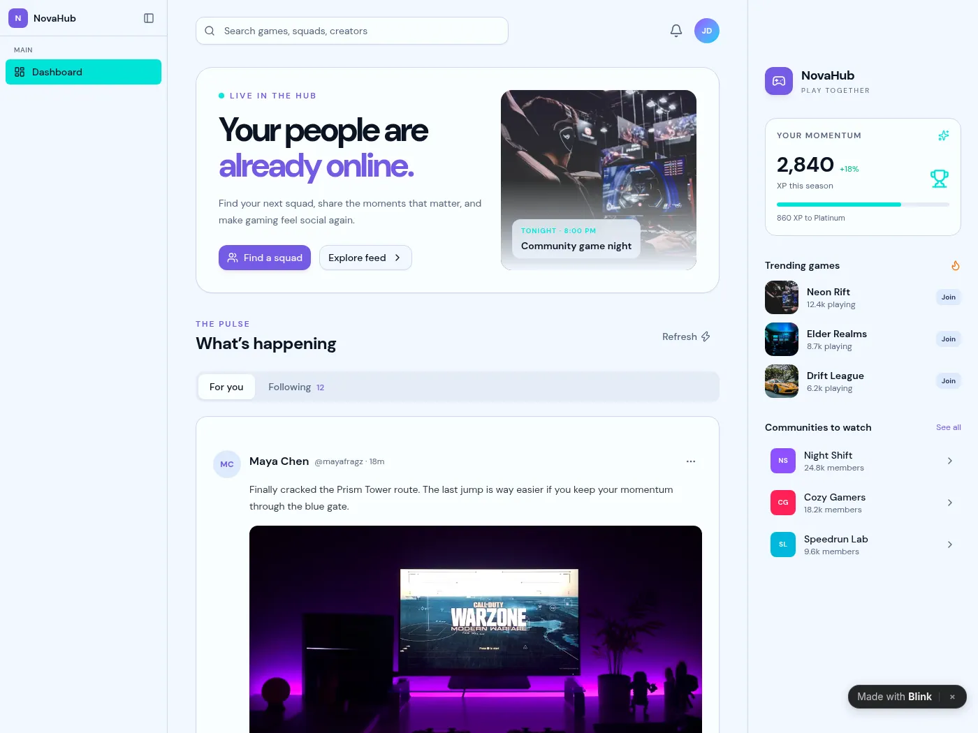 NovaHub Social Gaming