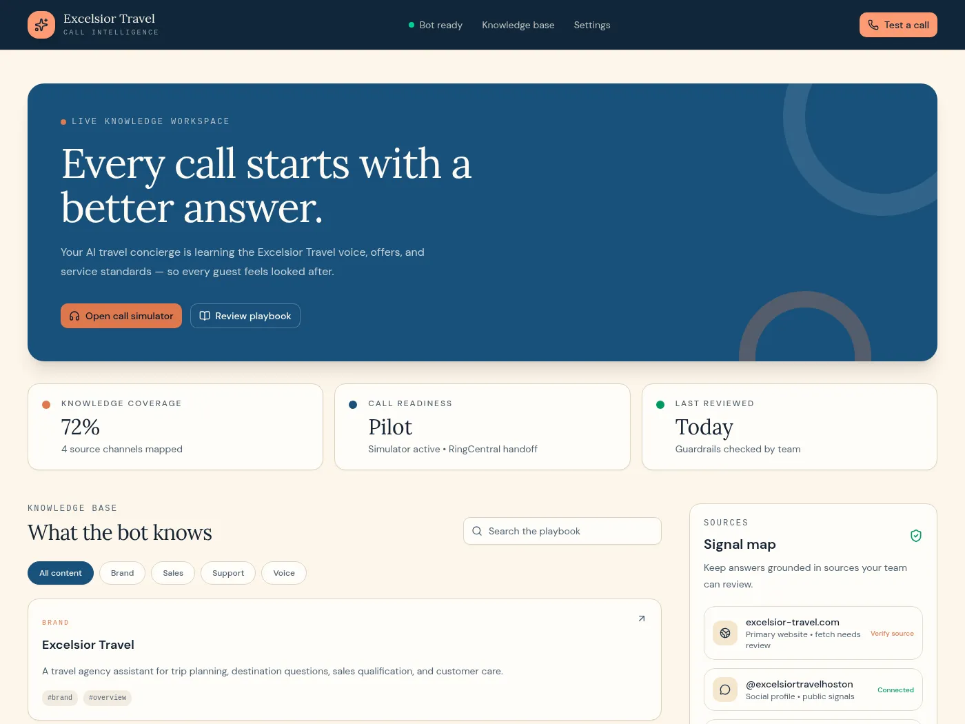 Excelsior Travel Call Bot