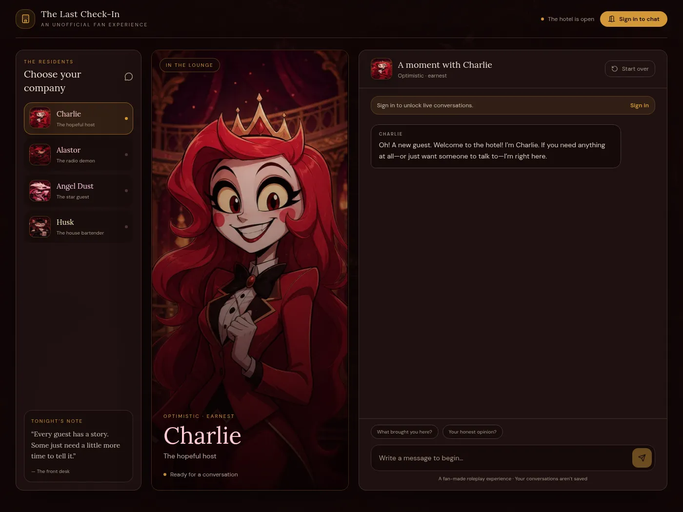 Hazbin Hotel Chat Game