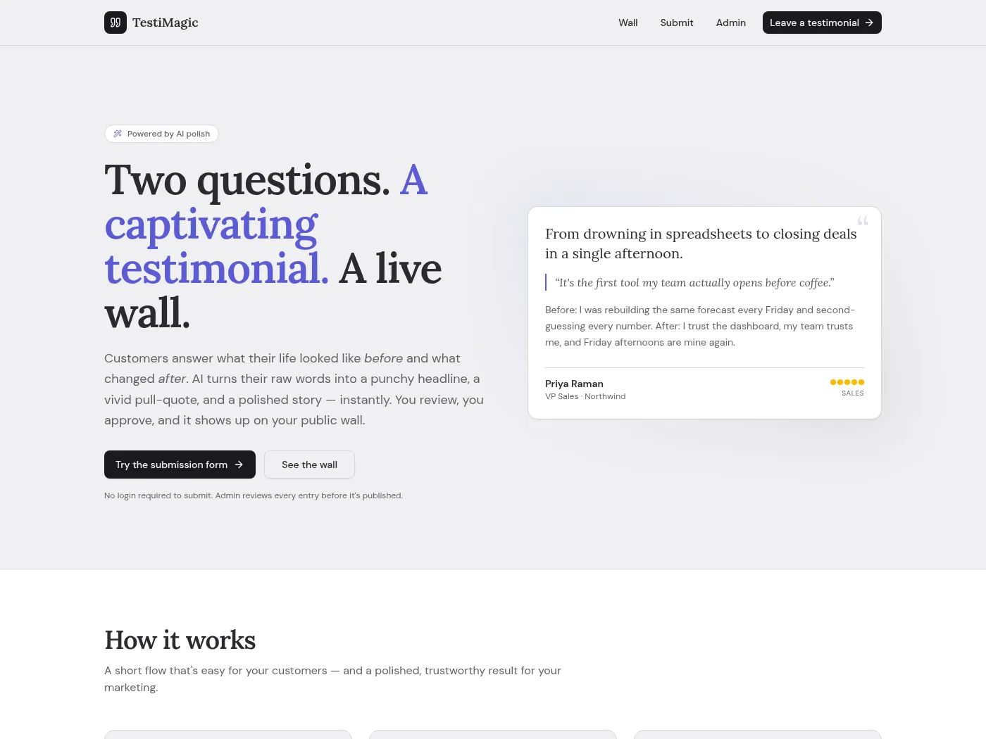TestiMagic AI Wall