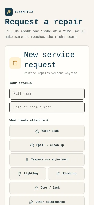 TenantFix Mobile App
