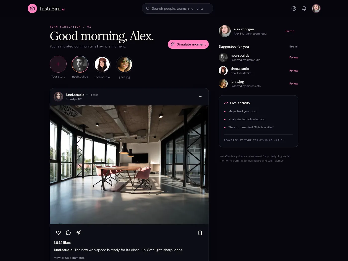 InstaSim AI Social