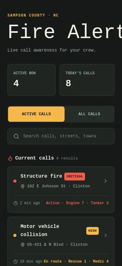 Sampson Fire Alert
