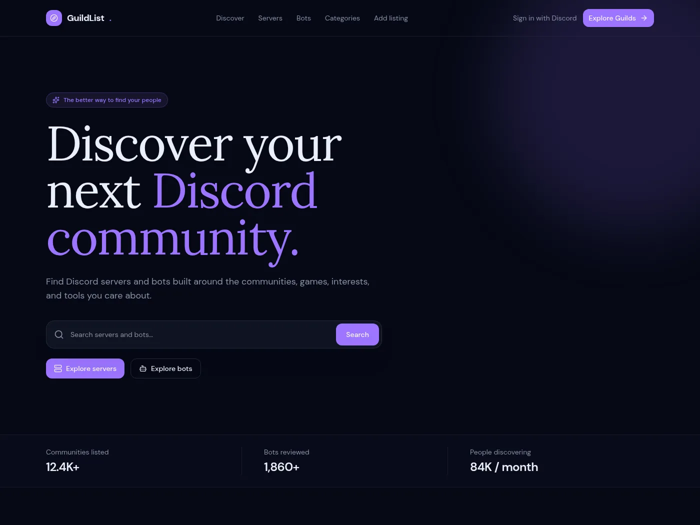 GuildList Discord Discovery