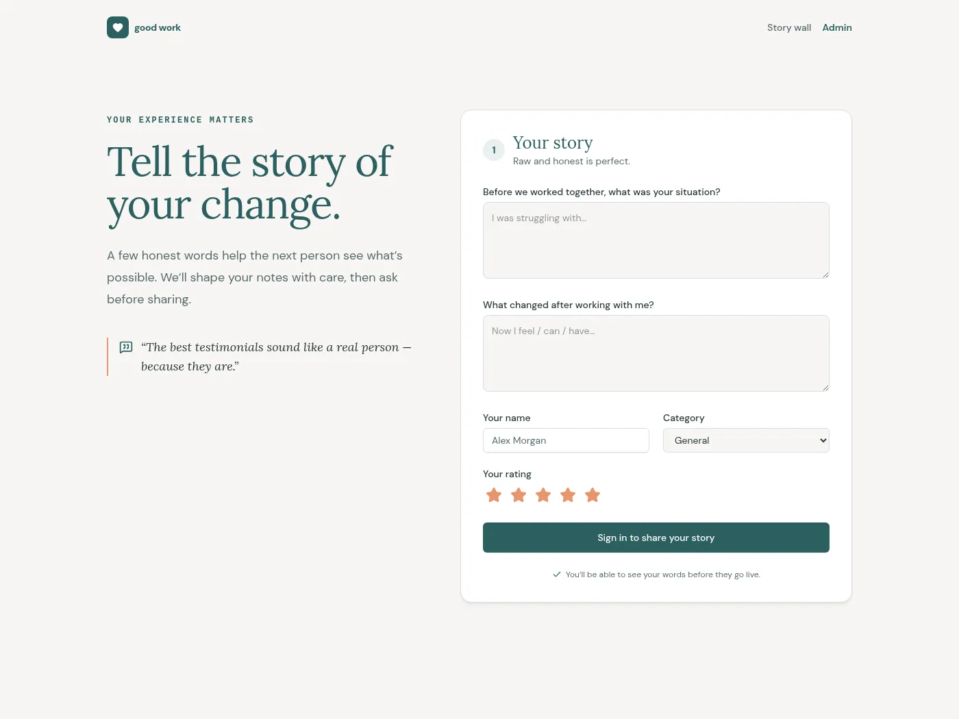 Testimonial AI Wall