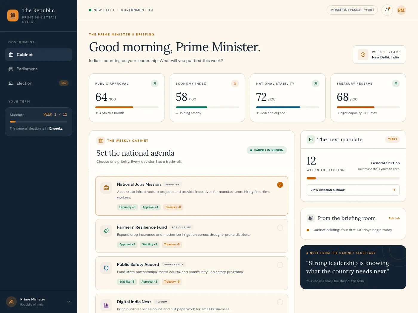 Prime Minister Simulator