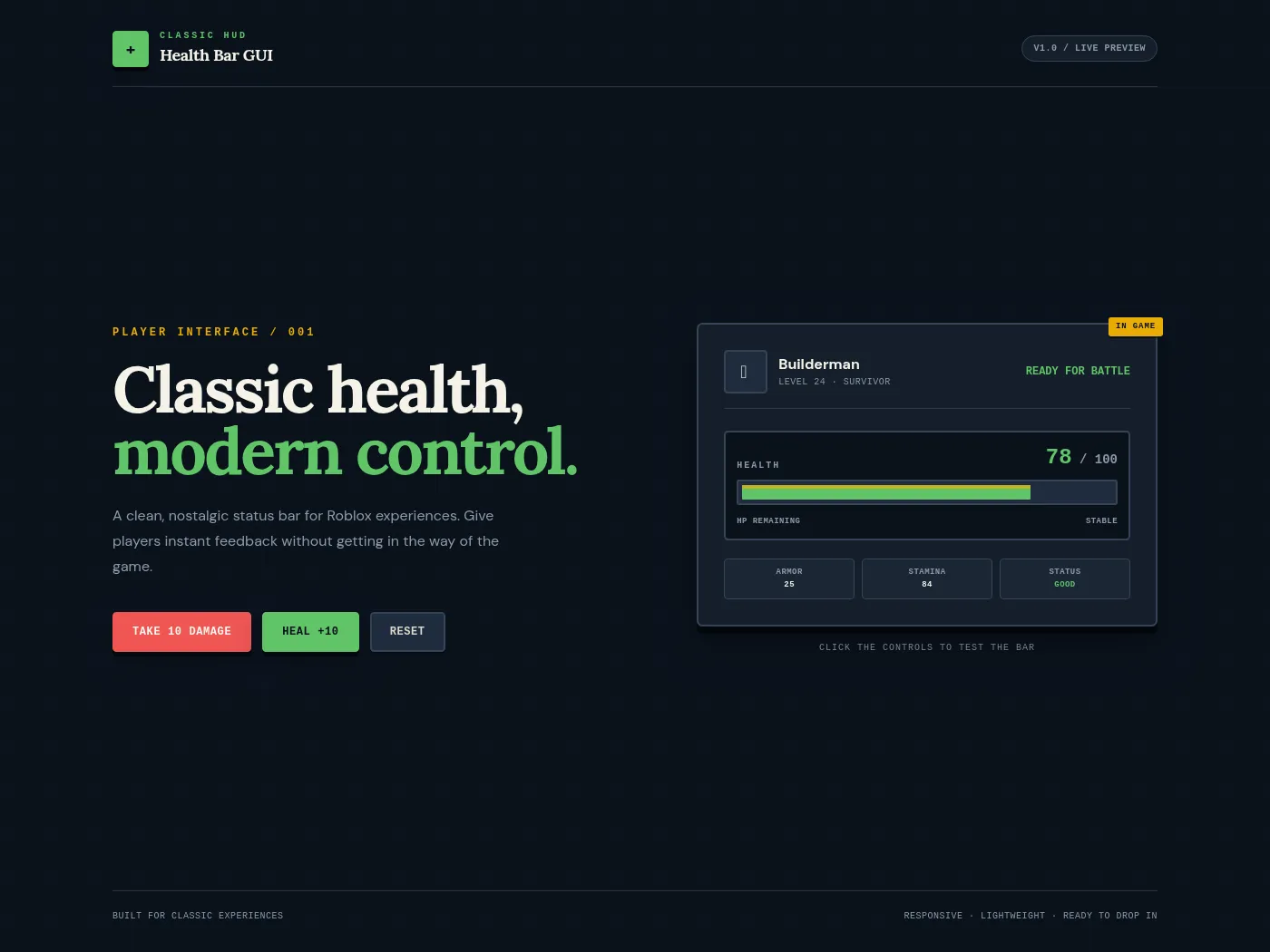 Health Bar GUI Classic