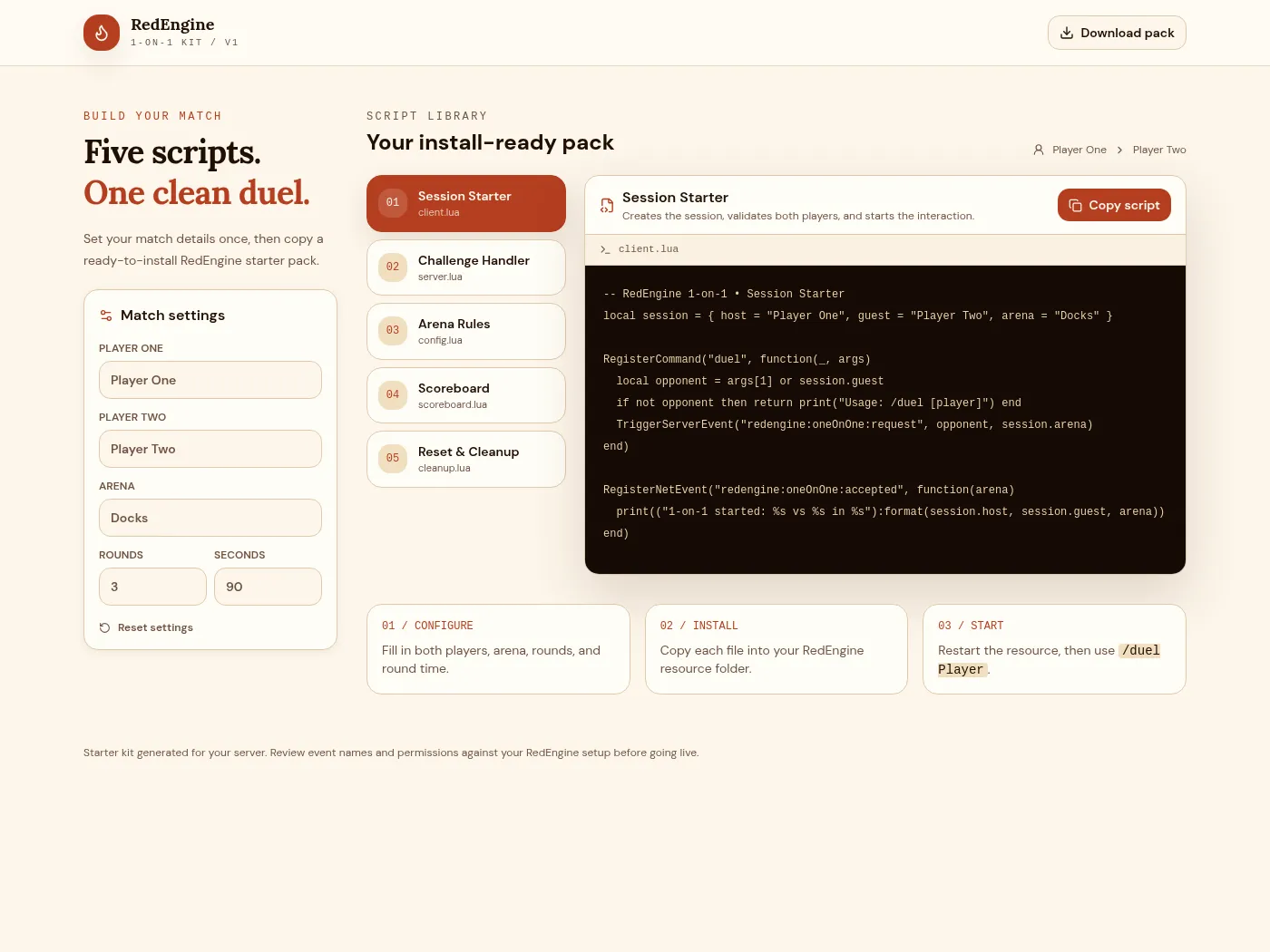 RedEngine 1on1 Script Tool