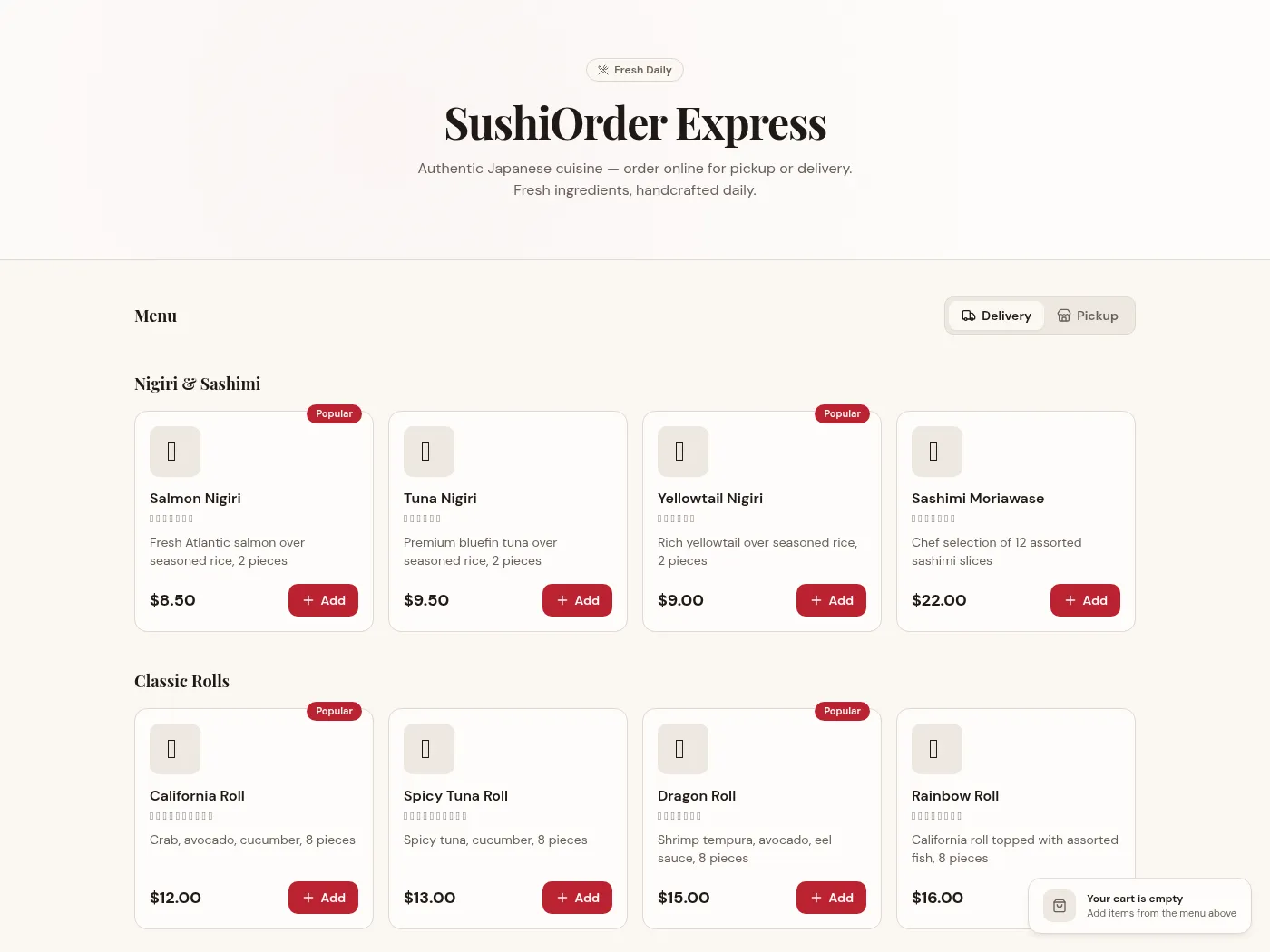 SushiOrder Express