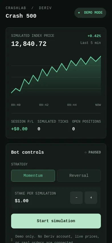 Crash500 Mobile Trading Bot