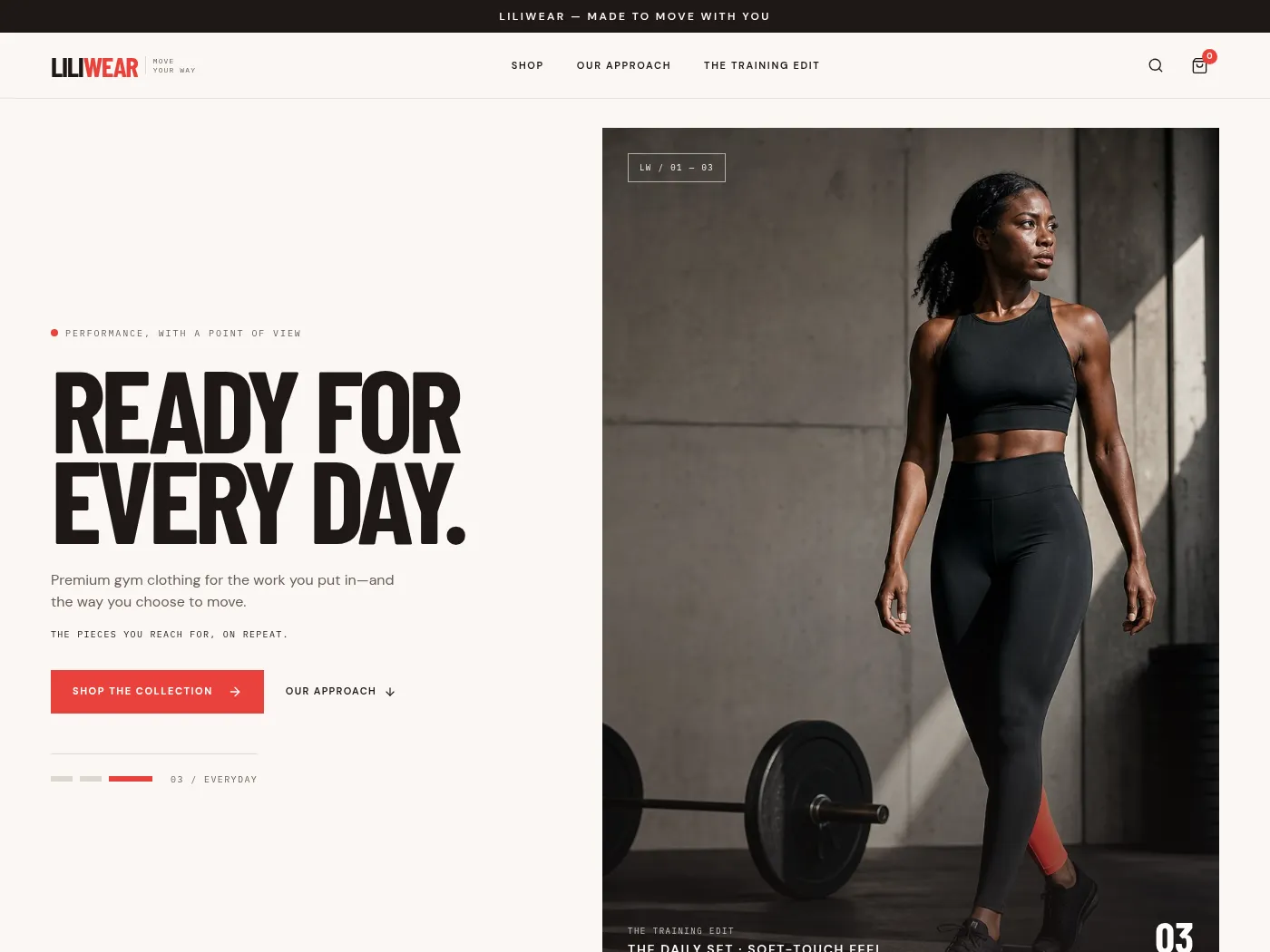 LiliWear Gym Brand Site