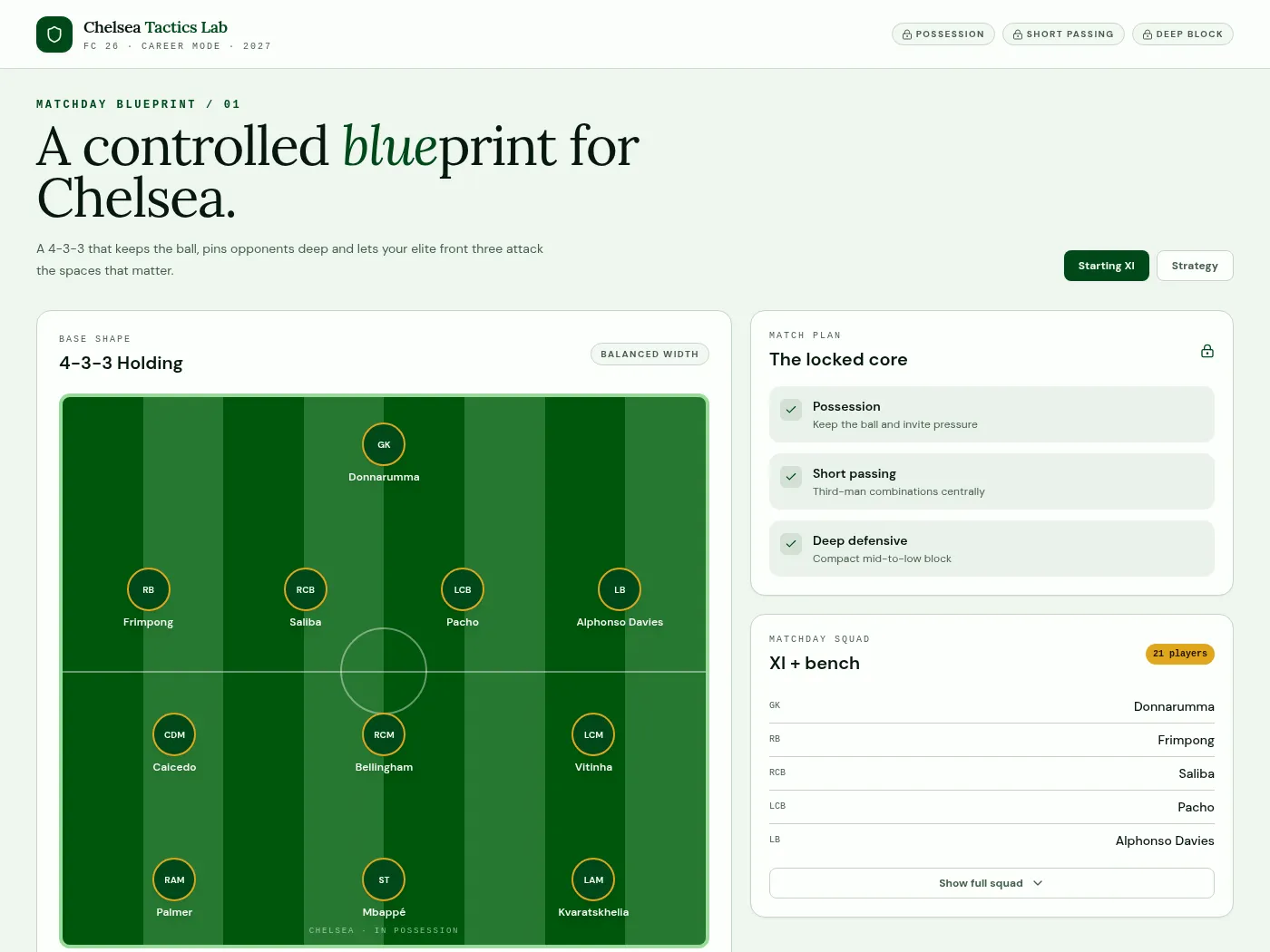 FC26 Squad Tactics Planner