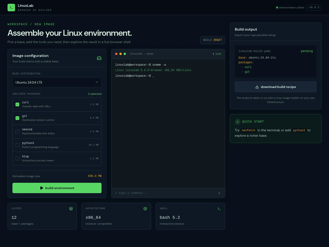 LinuxLab Web OS Builder