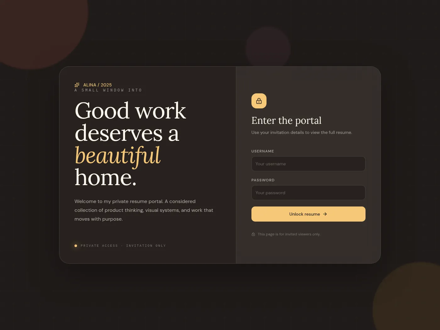 Animated Resume Portal