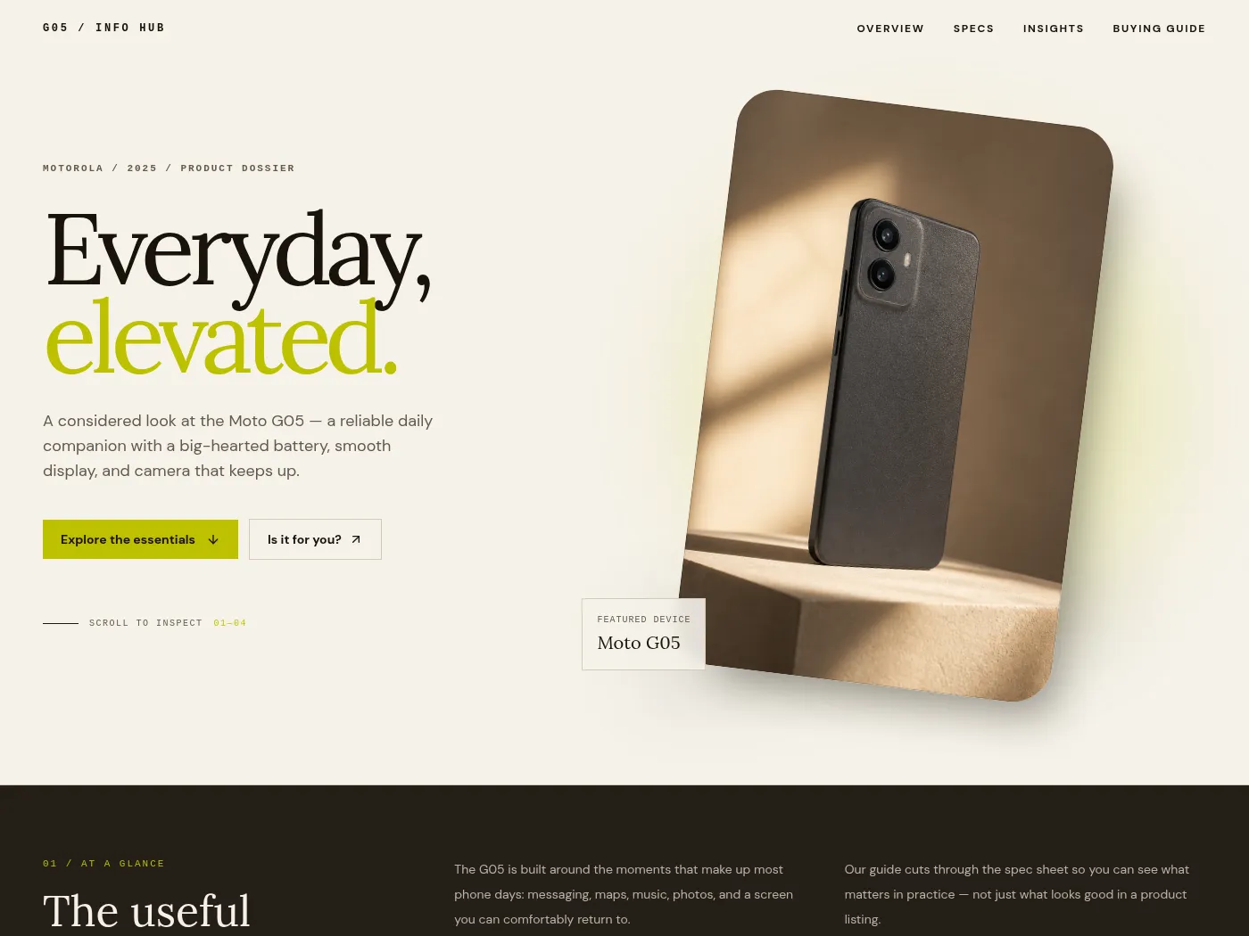 Moto G05 Info Hub